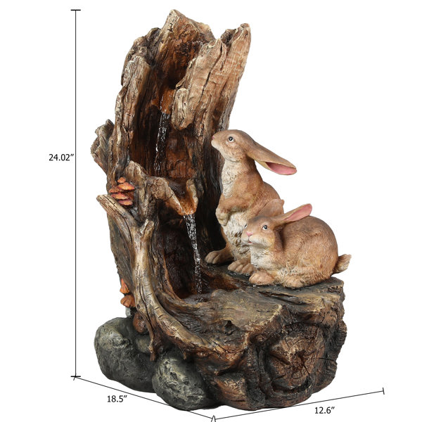 Millwood Pines Resin Bunnies Fountain with Light & Reviews | Wayfair