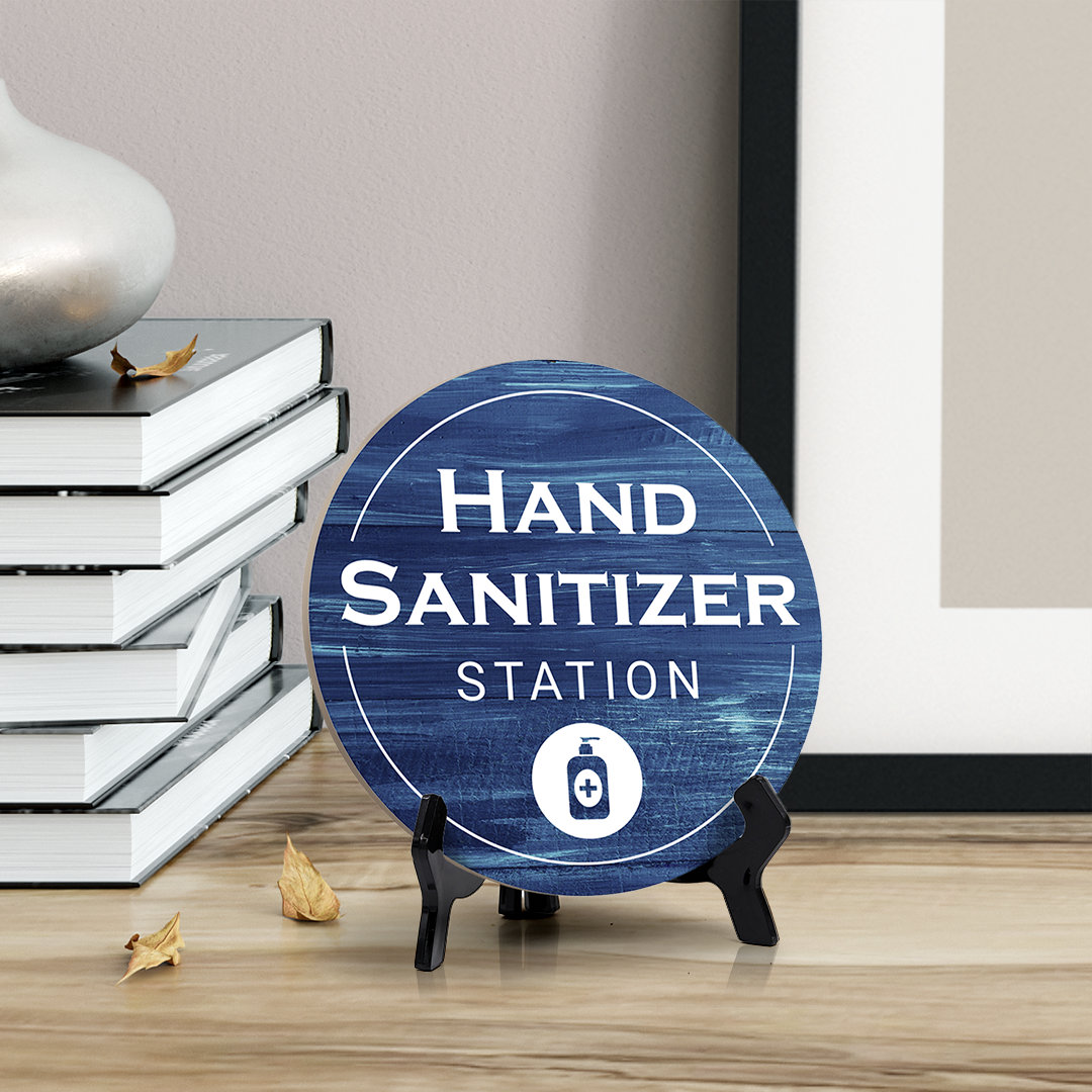 Signs ByLITA Round Hand Sanitizer Station, Bathroom Table Sign with ...