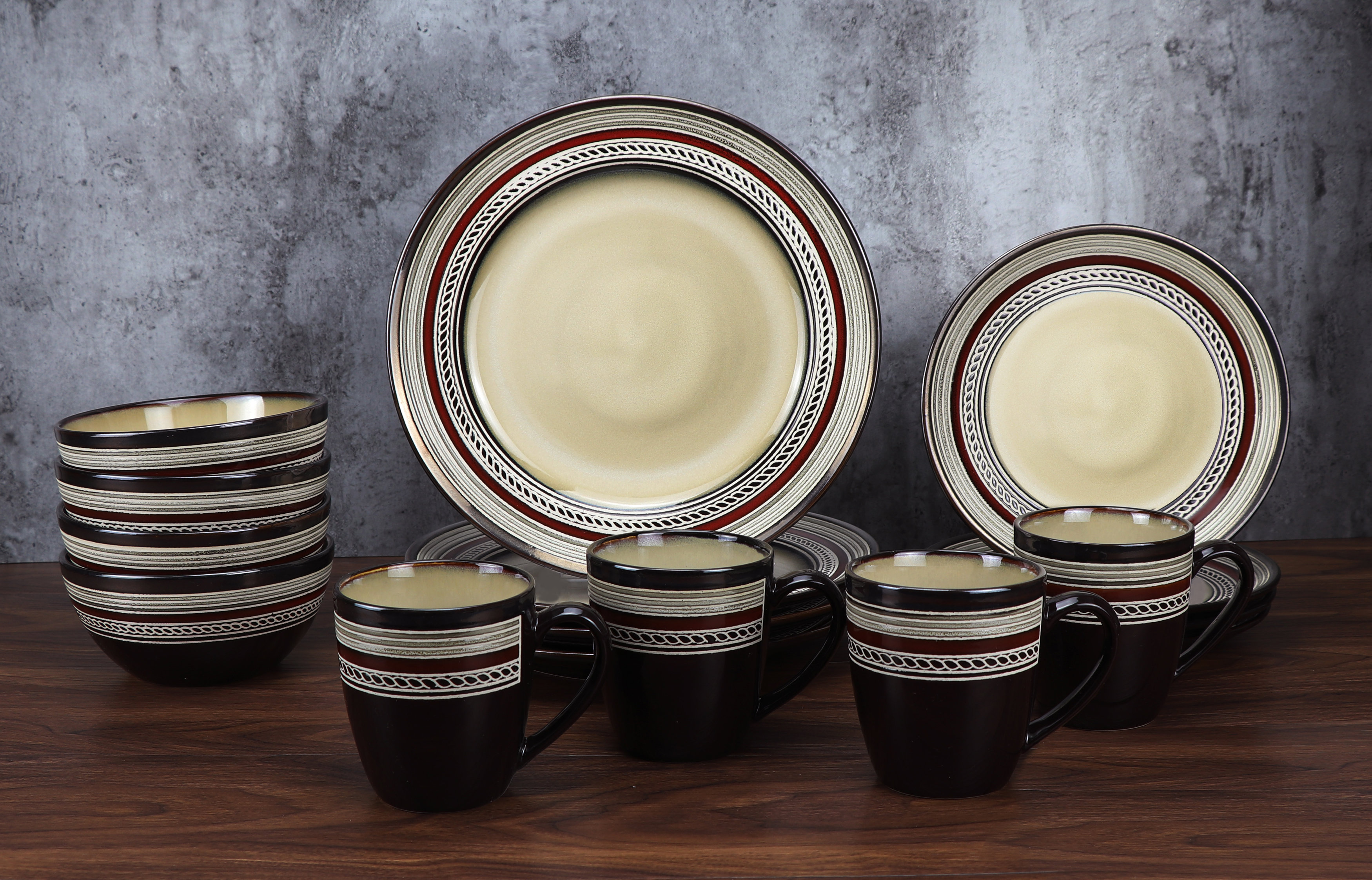 Lorren Home Trends Stoneware Dinnerware - Set of 16 & Reviews | Wayfair