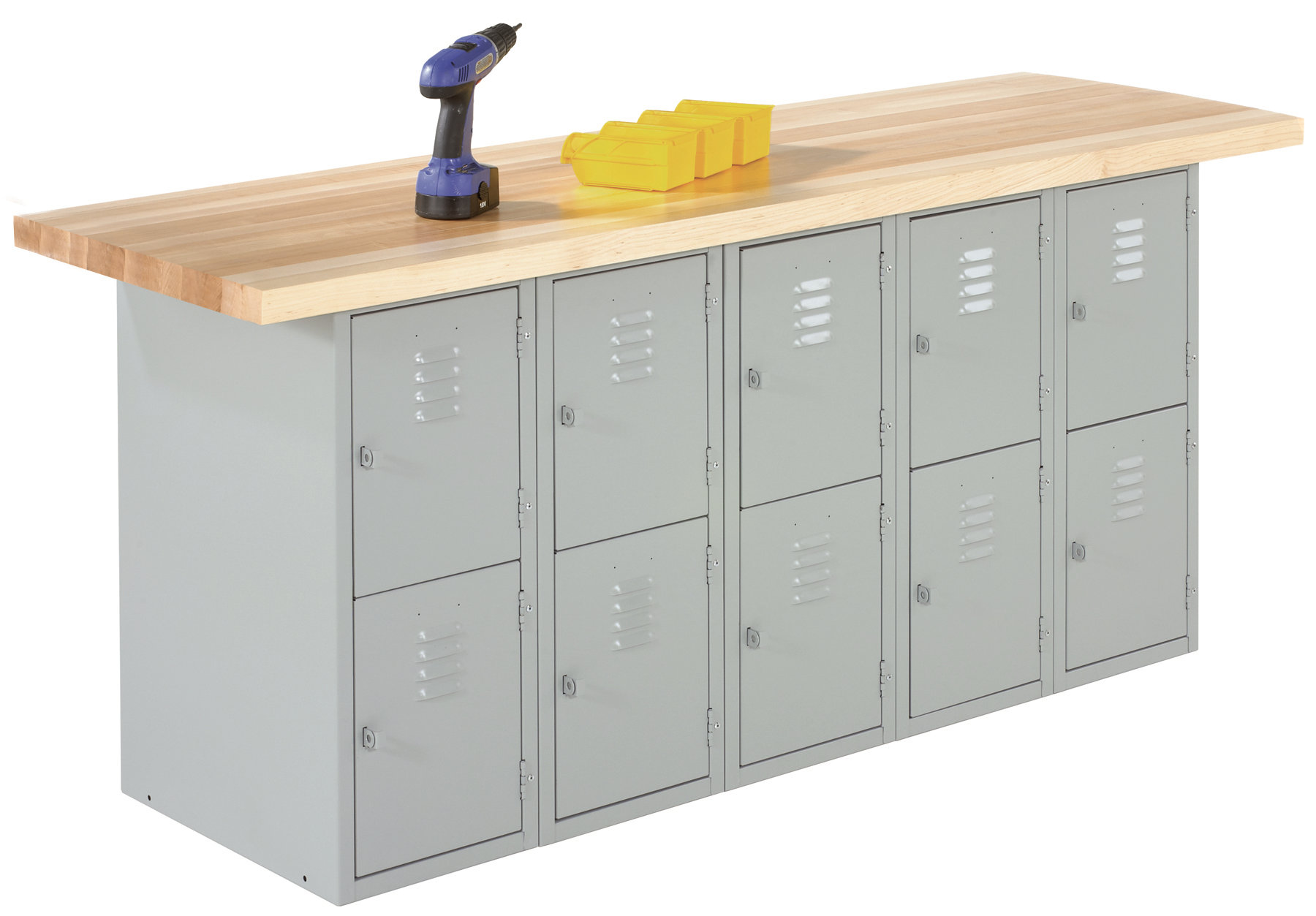 Shain Vertical Locker Unit Wood Top Workbench | Wayfair