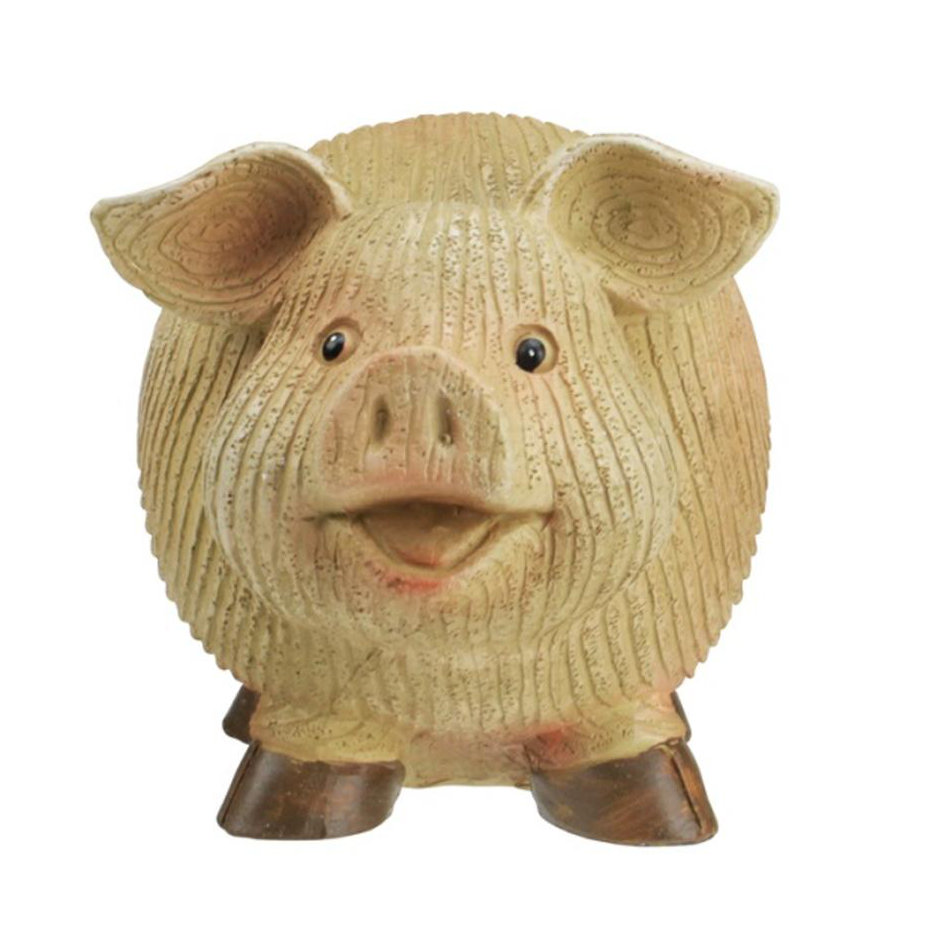 Northlight 7" Grooved Pink Roly-Poly Stone Pig Indoor/Outdoor Statue ...