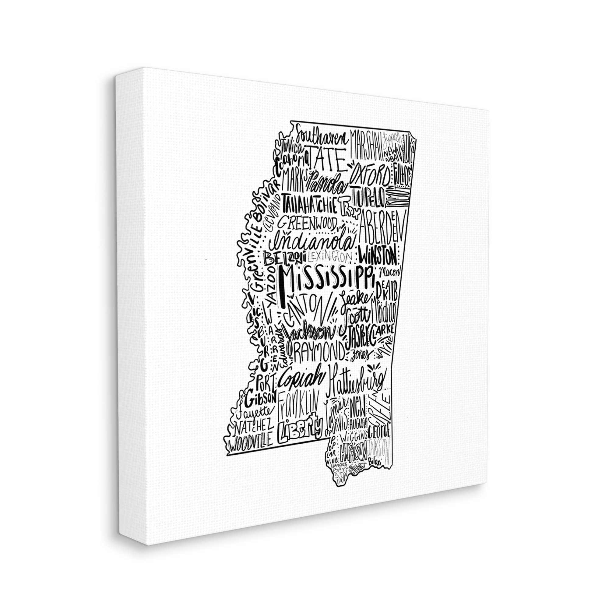 Ebern Designs Mississippi Shape State Map - Wrapped Canvas Textual Art ...