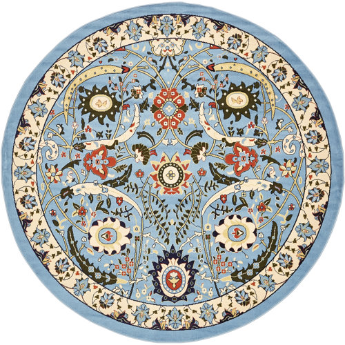 World Menagerie Britannia Floral Blue Area Rug & Reviews | Wayfair
