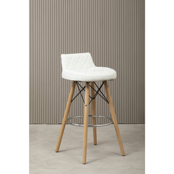 George Oliver Naya White Leather Effect Seat Bar Stool | Wayfair.co.uk