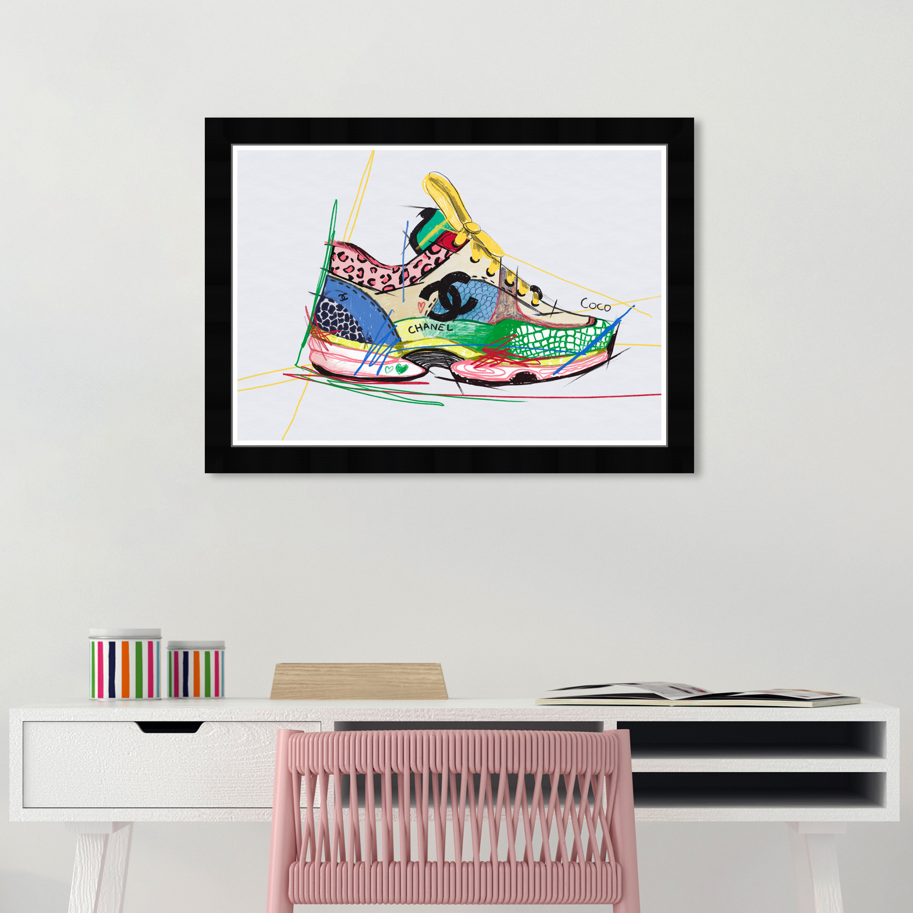 Mercer41 Fashion And Glam Scribble Sneaker Shoes - Picture Frame ...
