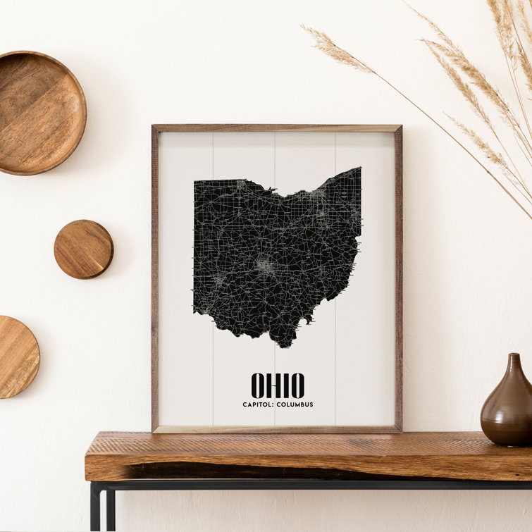 17 Stories Ohio State Print Framed On Wood Textual Art | Wayfair