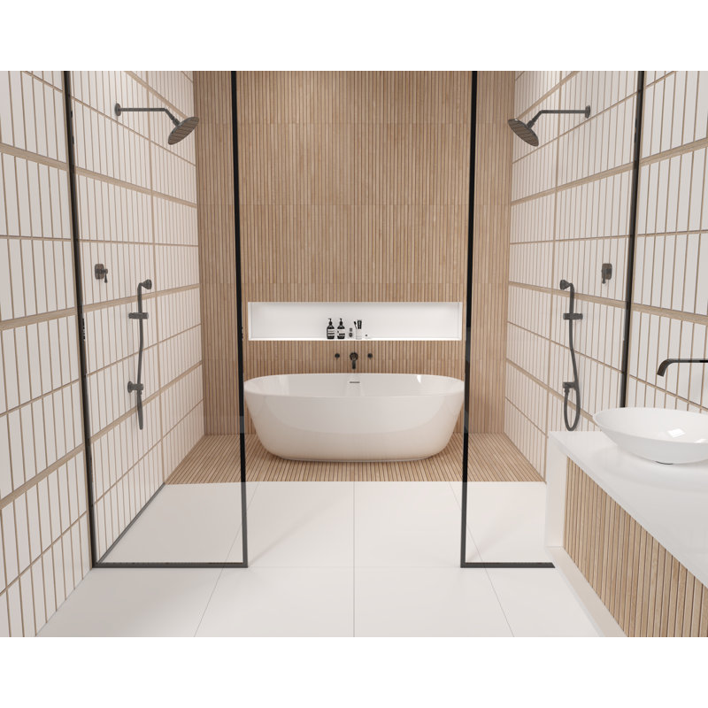 Mirrella 24" x 48" Straight Edge Porcelain Singular Wall & Floor Tile ...