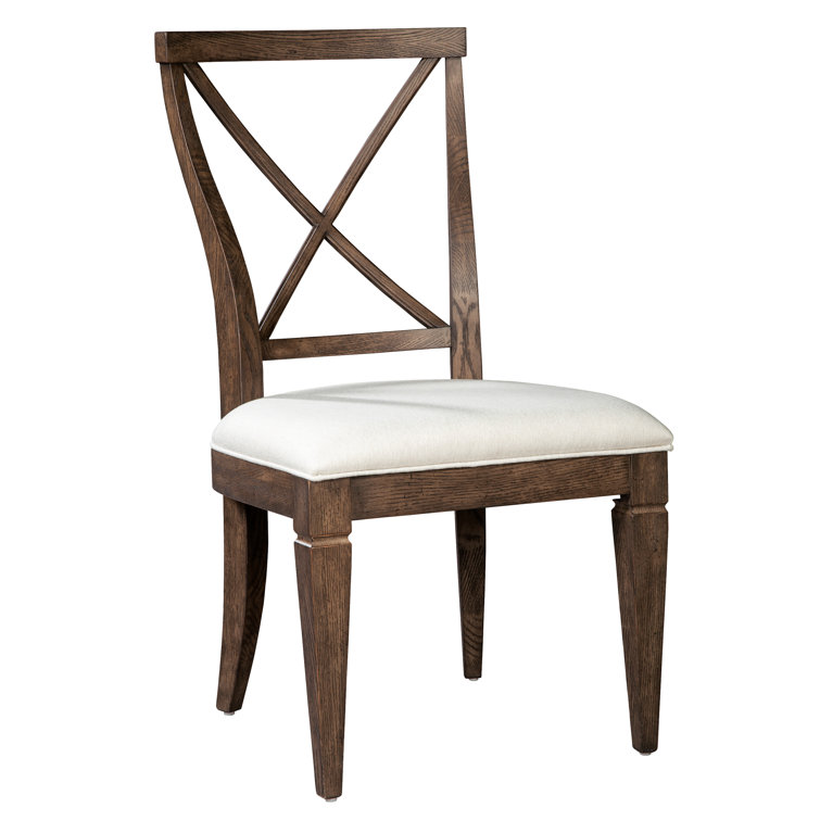 August Grove® Gordes Linen Cross Back Side Chair in Brown | Wayfair