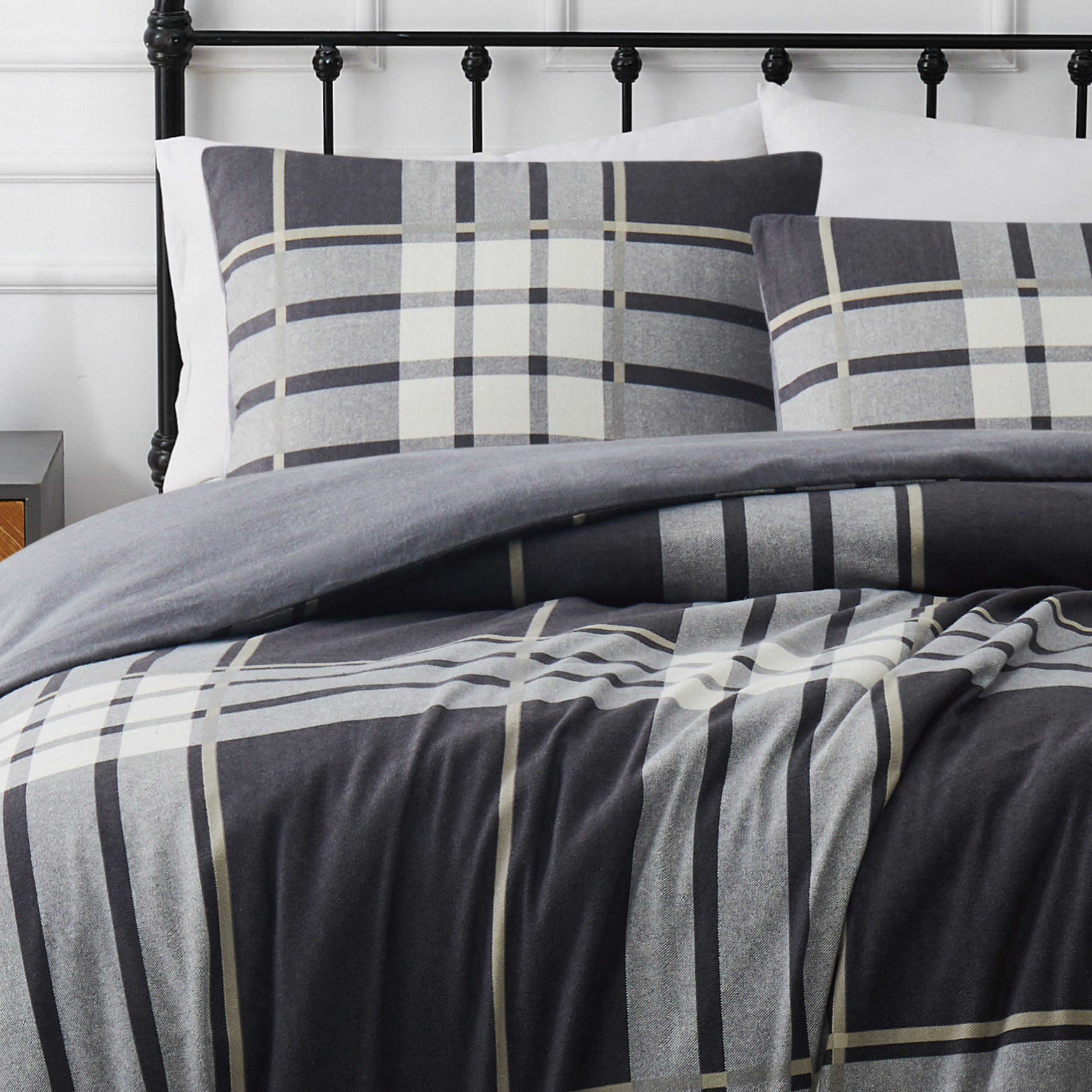 Truly Soft Milo Plaid Flannel 100% Cotton Flannel Duvet Cover Set ...