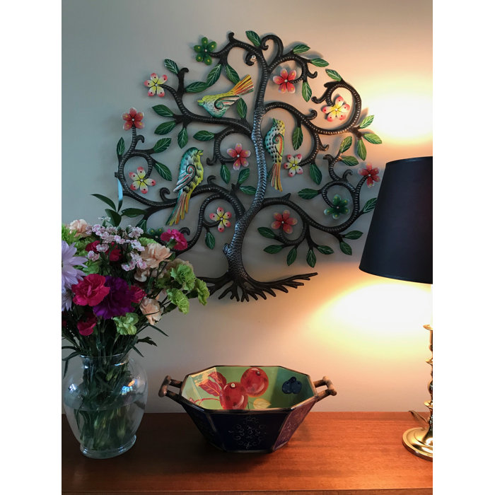 August Grove® Painted Tree of Flowers Wall Décor | Wayfair