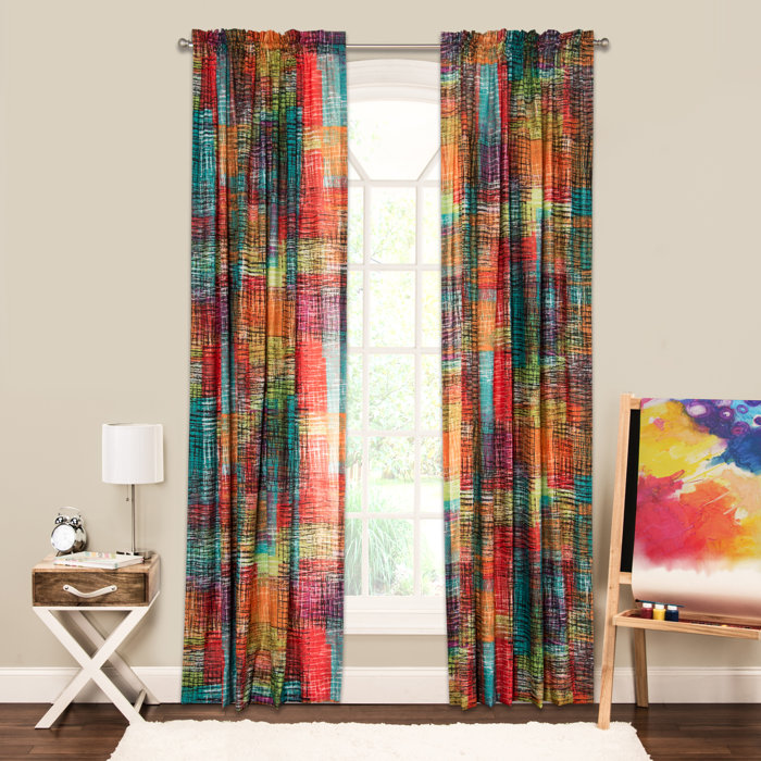 Crayola Etch Multi-Color Abstract Semi-Sheer Rod Pocket Single Curtain ...