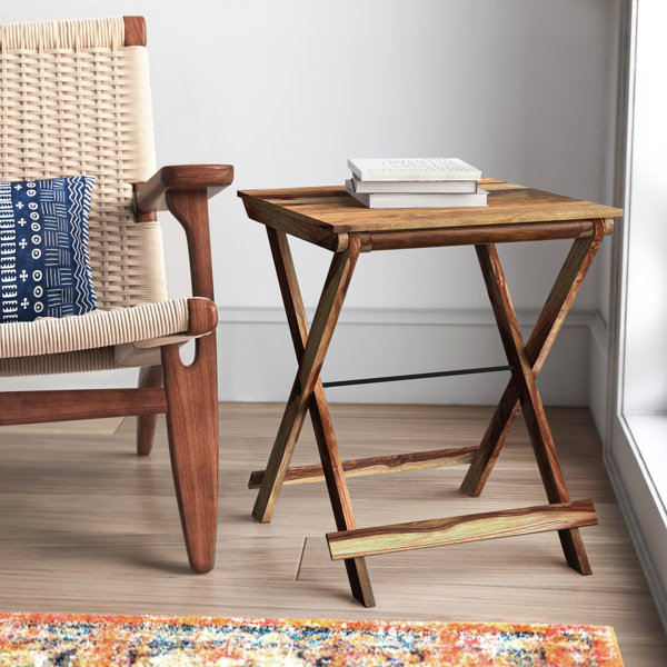 Mistana™ Kermit 21'' Tall Solid Wood Cross Legs End Table | Wayfair