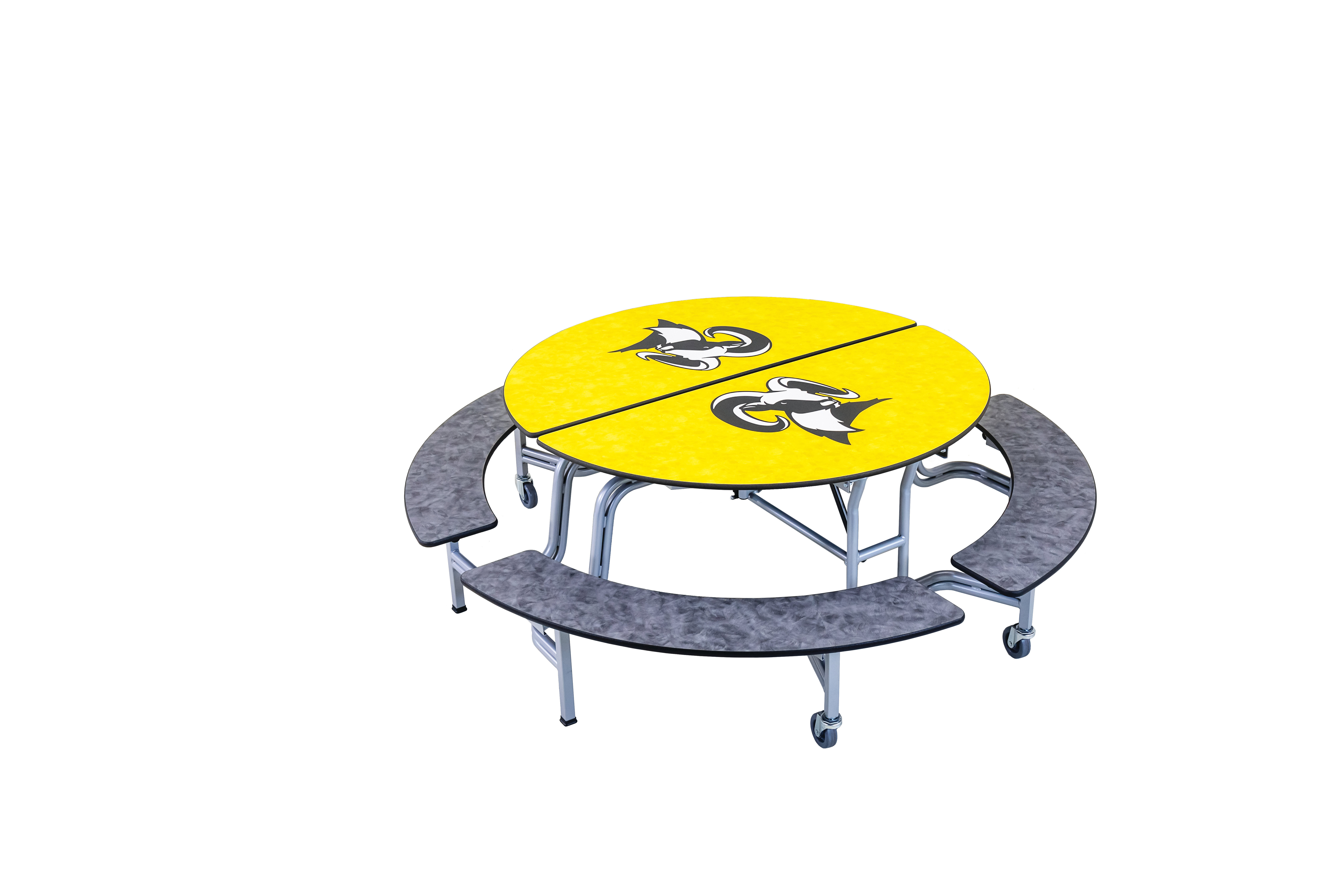 AmTab Manufacturing Corporation 60" Circular Bench Cafeteria Table ...