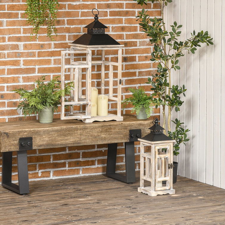 Ophelia & Co. 2 Piece Wood Tabletop Lantern Set | Wayfair