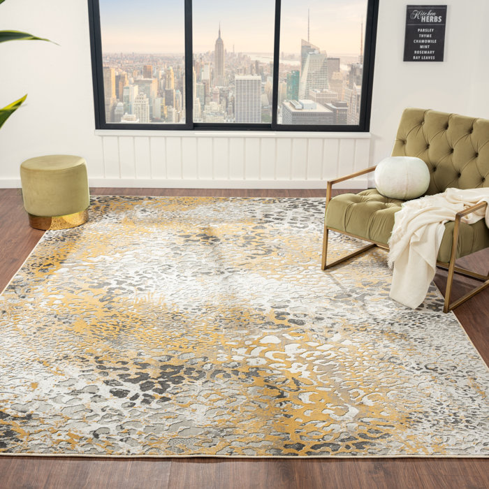 N Natori Performance Gold/Gray Rug | Wayfair