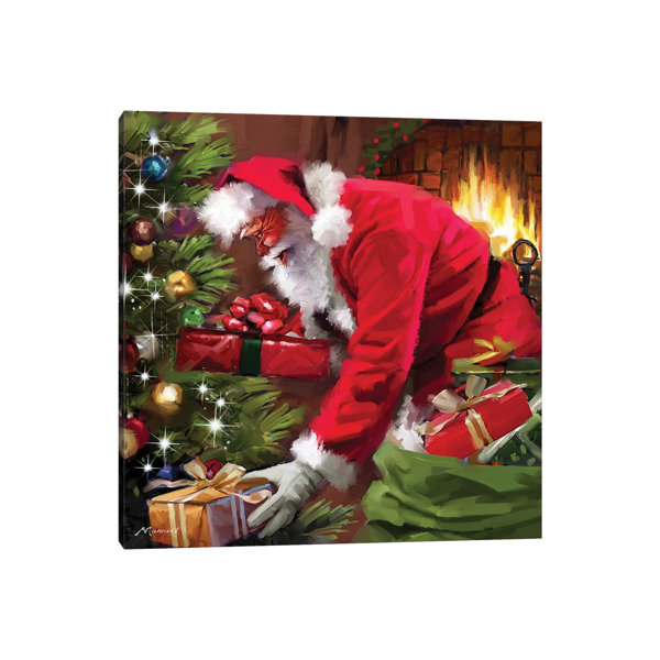 The Seasonal Aisle Santa Leaving Presents by - Wrapped Canvas Painting ...