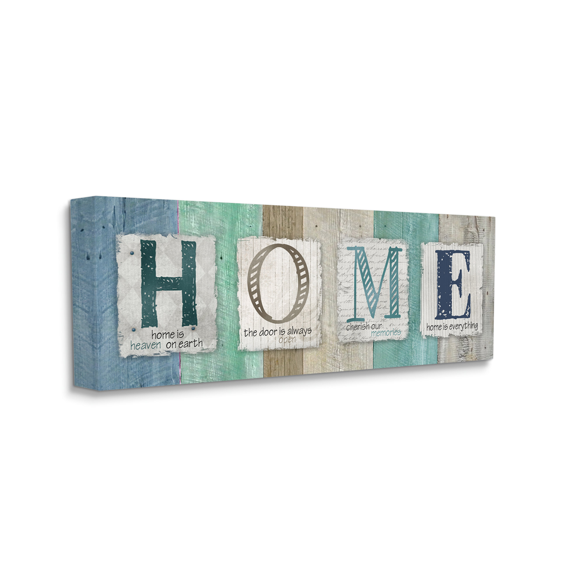 Stupell Industries Rustic Home Sign Blue Birch Pattern by - Graphic Art ...