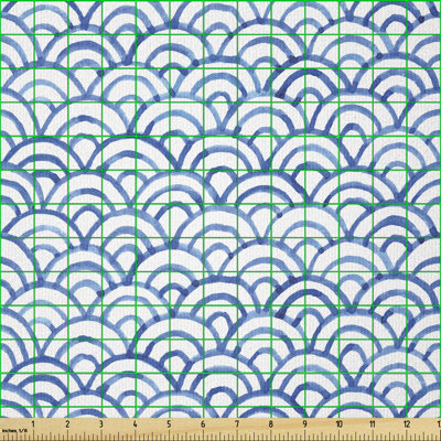 Bless international Fish Scale Fabric By The Yard, Traditional Wave ...