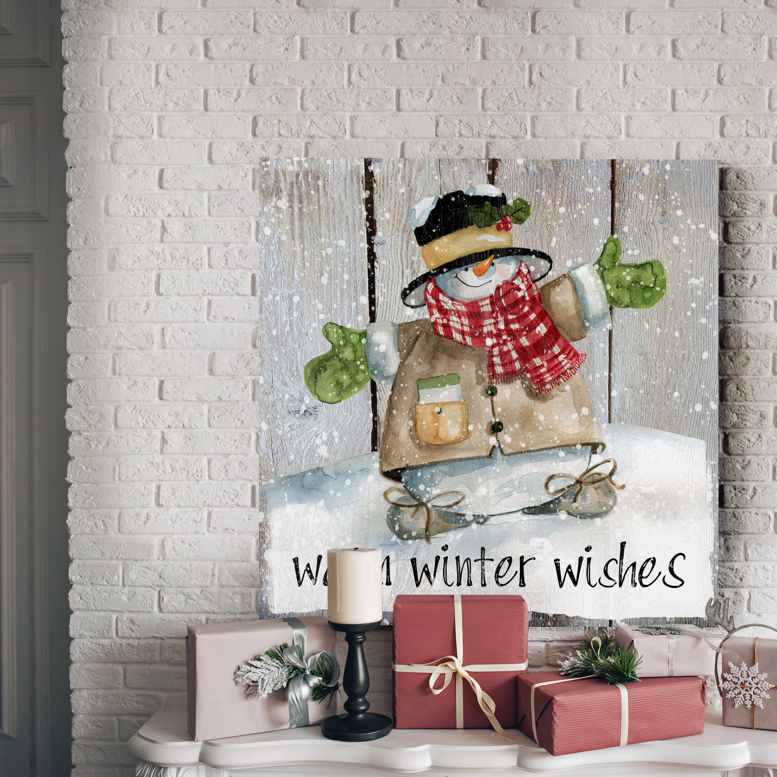 The Holiday Aisle® Winter Wishes Snowman - Wrapped Canvas Print | Wayfair