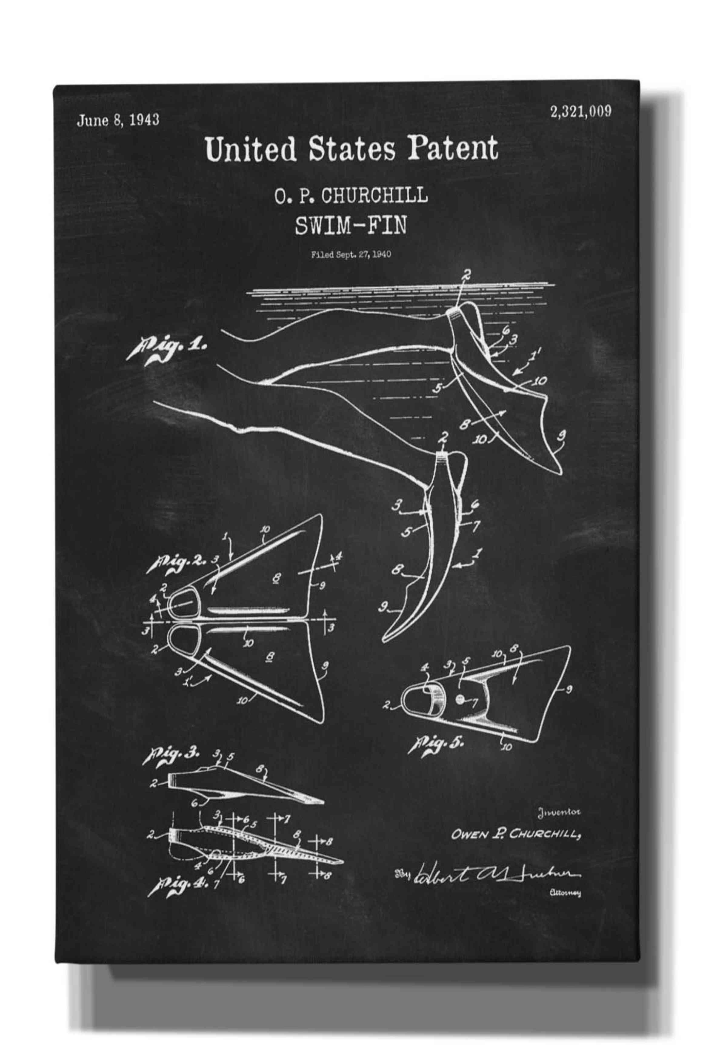 Williston Forge Swim Fin Blueprint Patent Chalkboard - Drawing Print on ...
