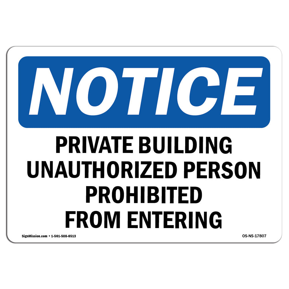 SignMission Private Building Unauthorized Persons Prohibited Sign | Wayfair