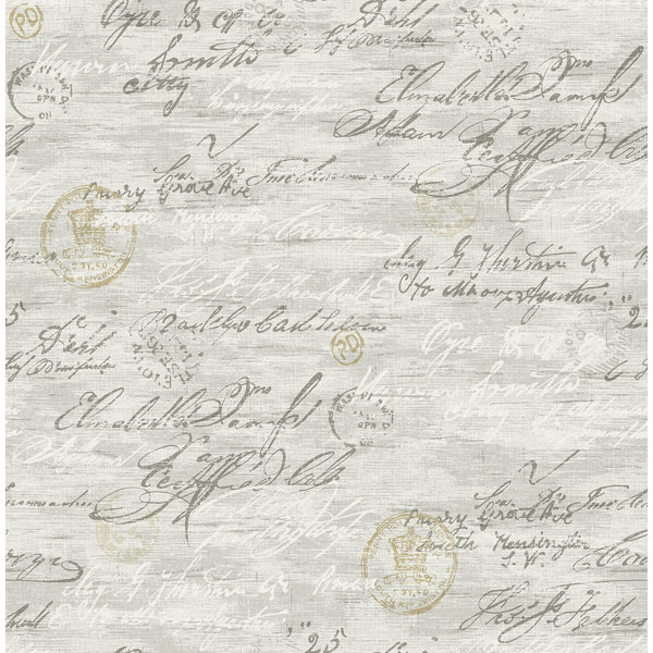 One Allium Way® Jerry Rustic Calligraphy 33' L x 20.5" W Wallpaper Roll ...
