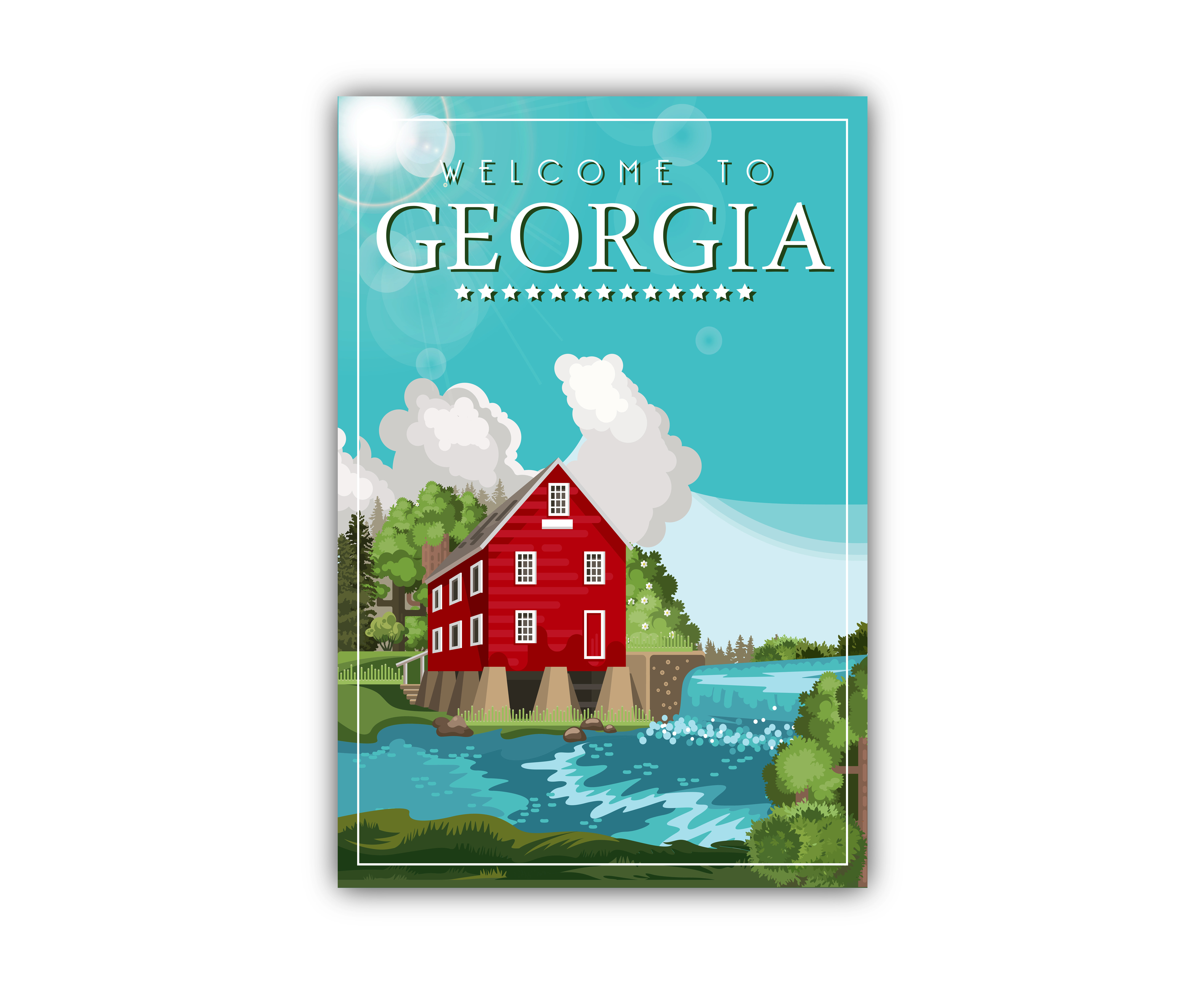 Trinx Georgia Retro Style State Travel Poster, Vintage Unframed Print ...