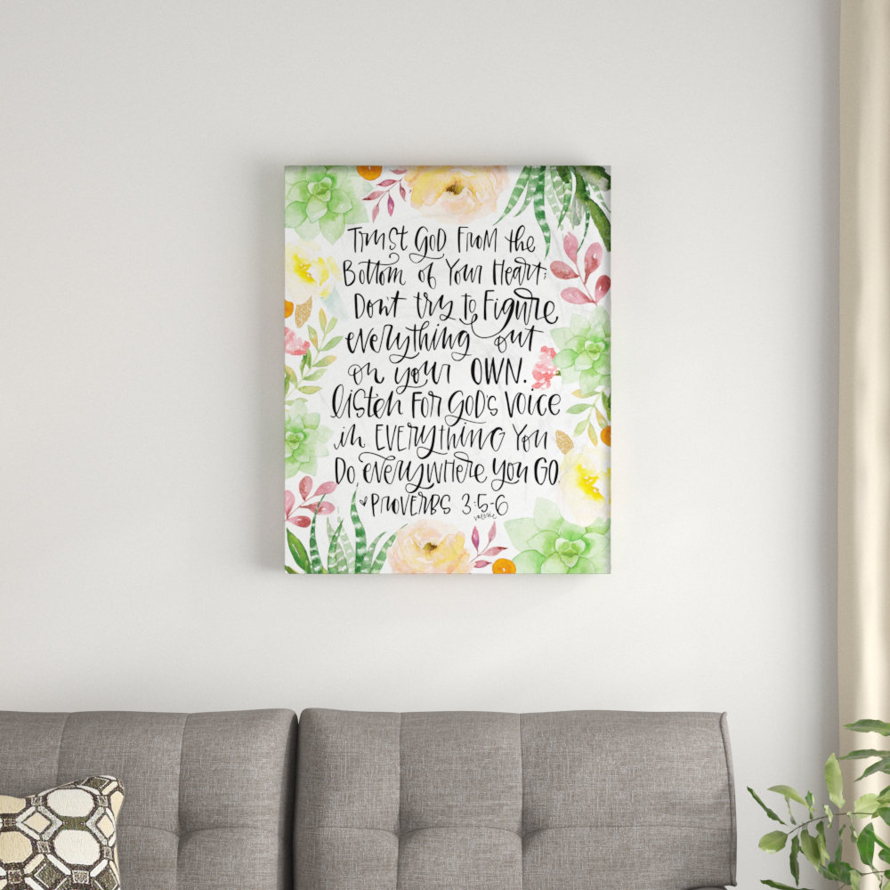 Winston Porter Trust In God Floral Succulents Cursive Hand Lettered ...