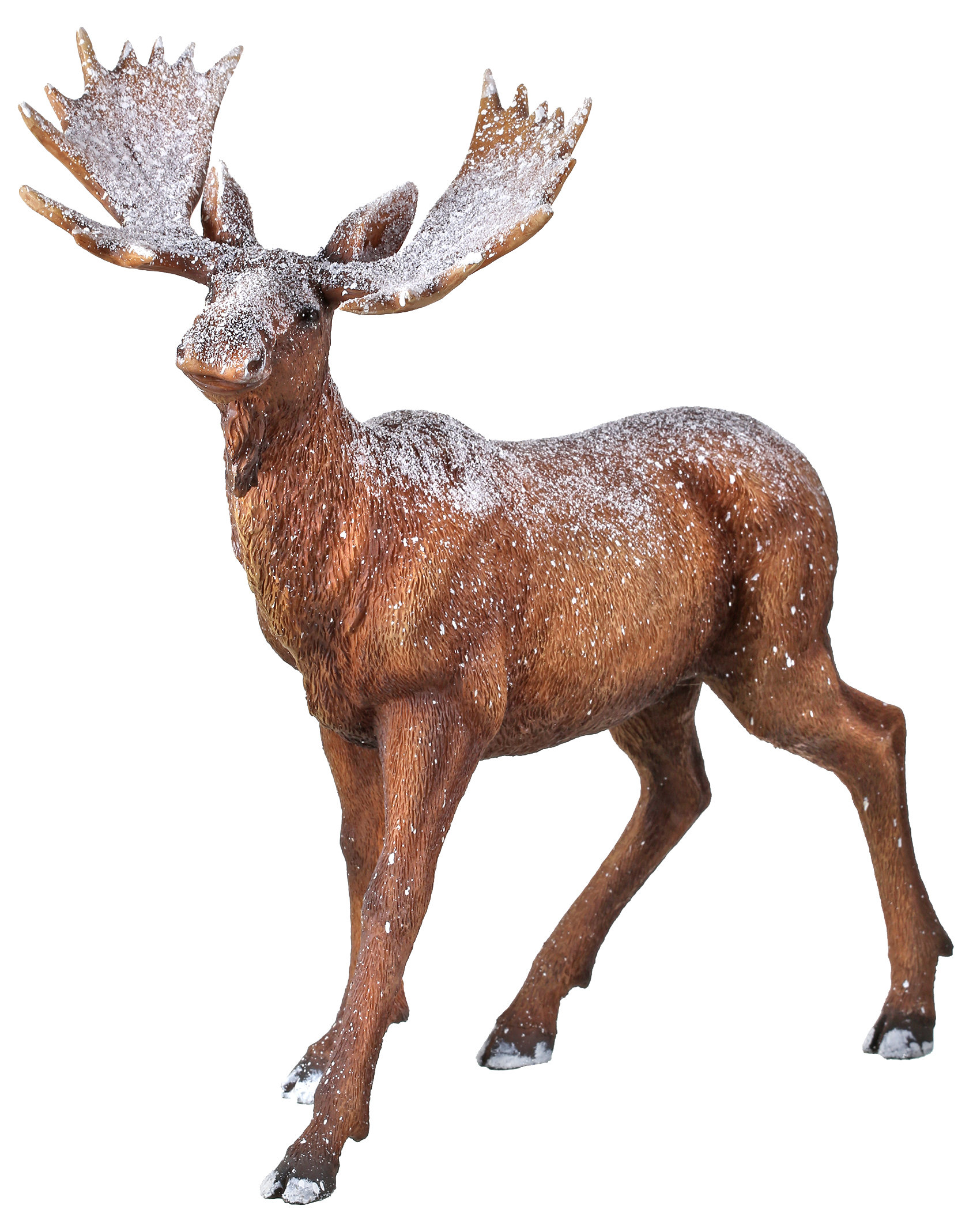 Millwood Pines Natural Standing Moose with Head Up and Frost Figurine ...