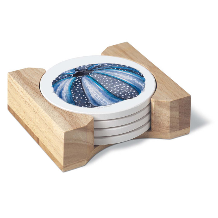 CounterArt Decorative Coaster Set with Holder | Wayfair