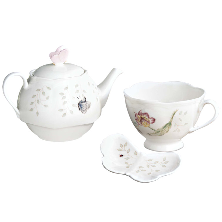 Lenox Butterfly Meadow Stack Teapot Set with Tea Bag Holder & Reviews ...