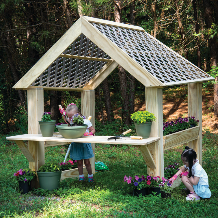 Wood Designs 6.4' x 6.2' Indoor/Outdoor Solid Wood Playhouse - Wayfair ...