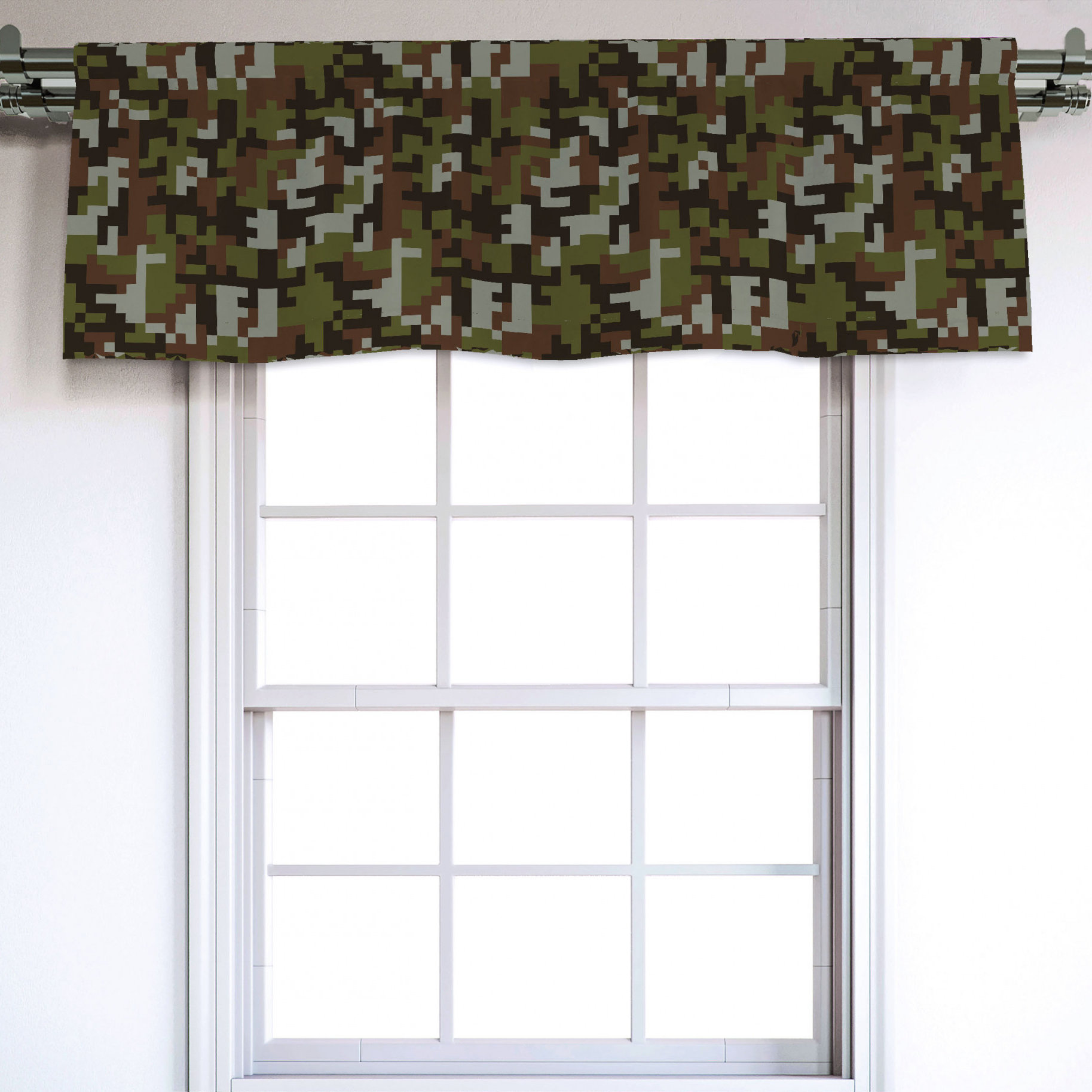 East Urban Home Sateen Ruffled 54'' Window Valance in Sage Green/Army ...