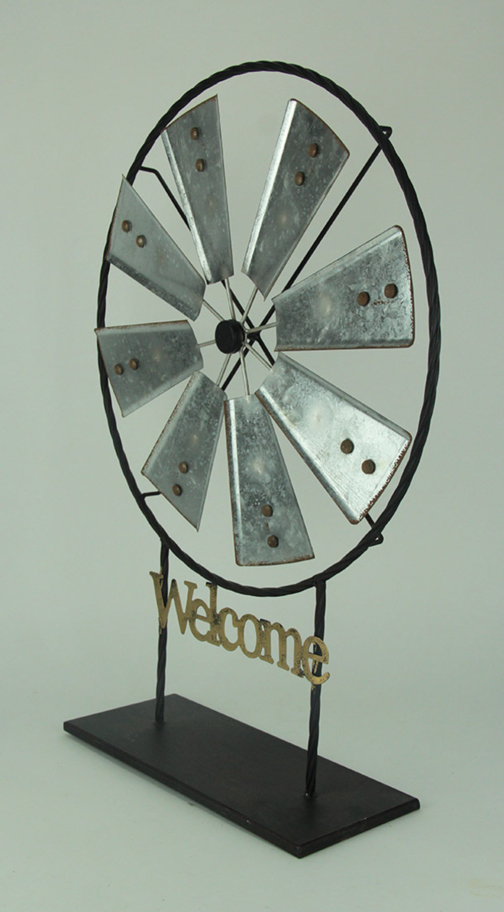 August Grove® Jazlynn Spinning Windmill Welcome Sign Sculpture | Wayfair