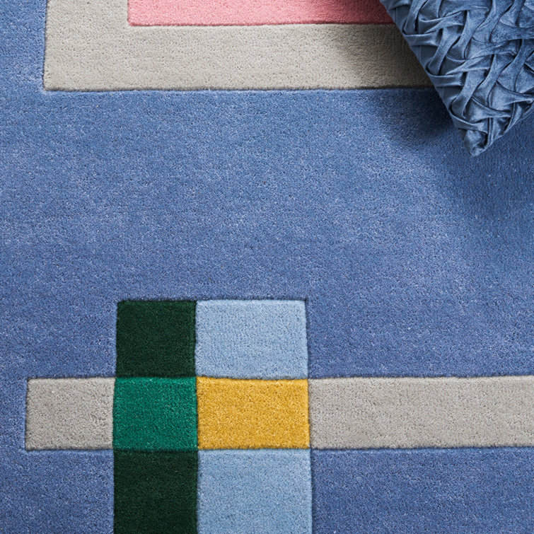 AllModern Darick Handmade Hand Tufted Pink/Blue/Gray Rug | Wayfair