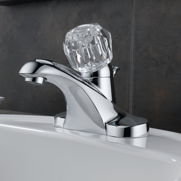 Delta Foundations Centerset Bathroom Faucet with Single Push Tilt ...
