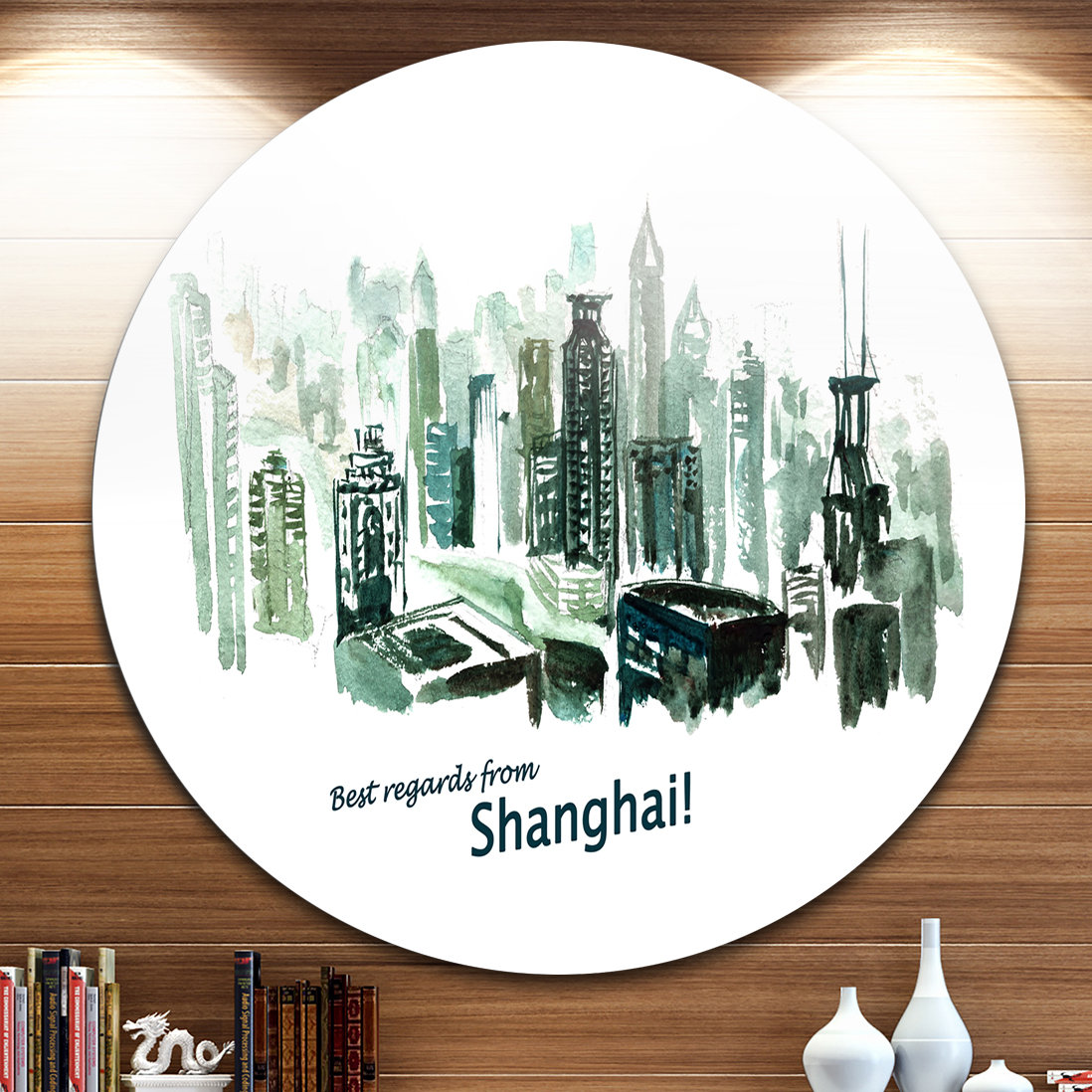 DesignArt Shanghai Vector Illustration - Unframed Graphic Art on Metal ...