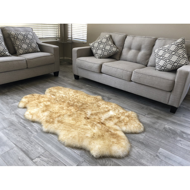 Union Rustic Wicklund Faux Sheepskin Area Rug in Beige & Reviews | Wayfair