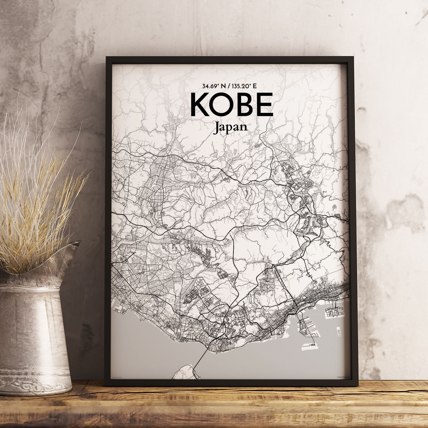 Wrought Studio Kobe City Map - Unframed Graphic Art | Wayfair
