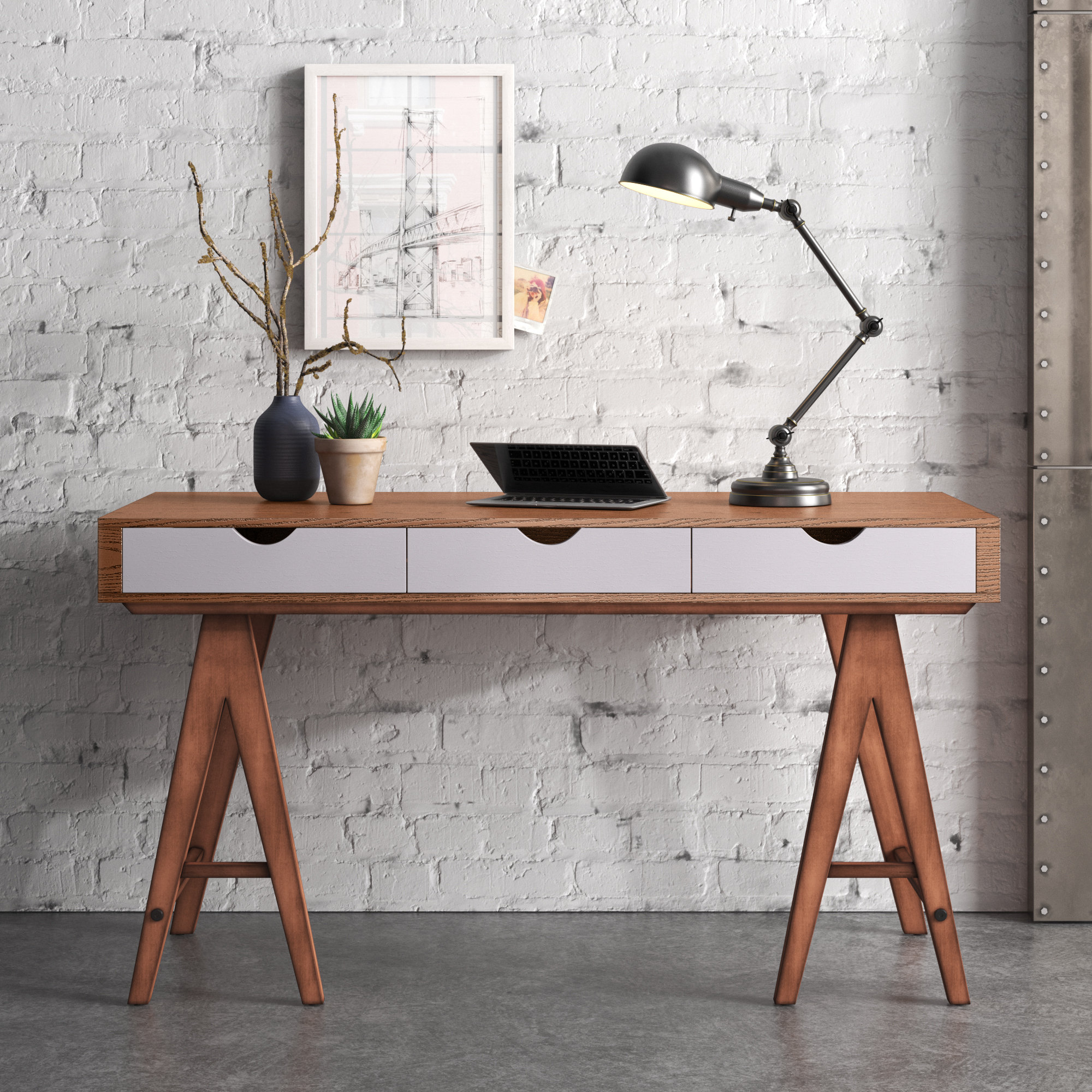 Steelside™ Wheaton Solid Wood Desk | Wayfair