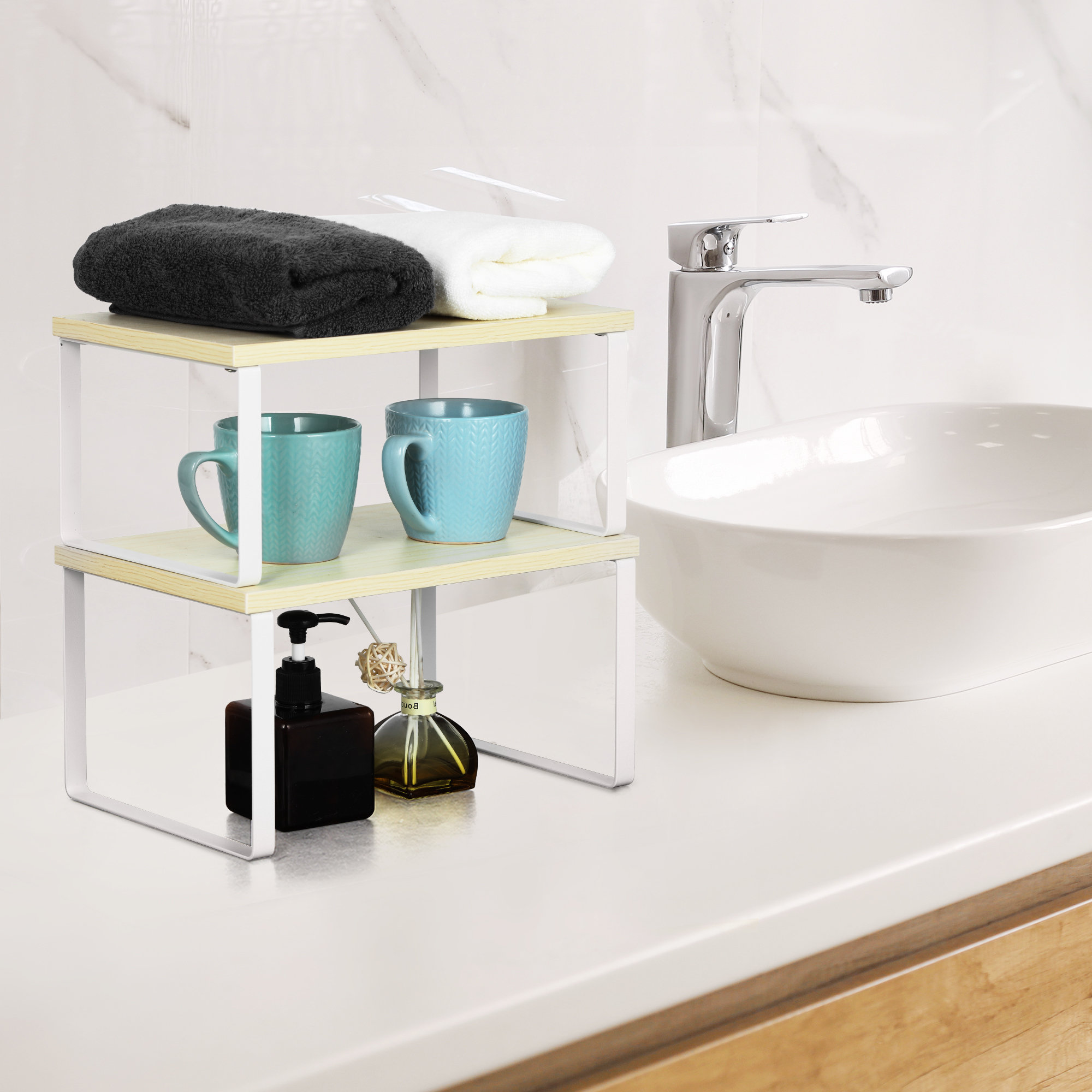 Latitude Run® 2 Piece Stackable and Expandable Wood Shelving Rack Set ...