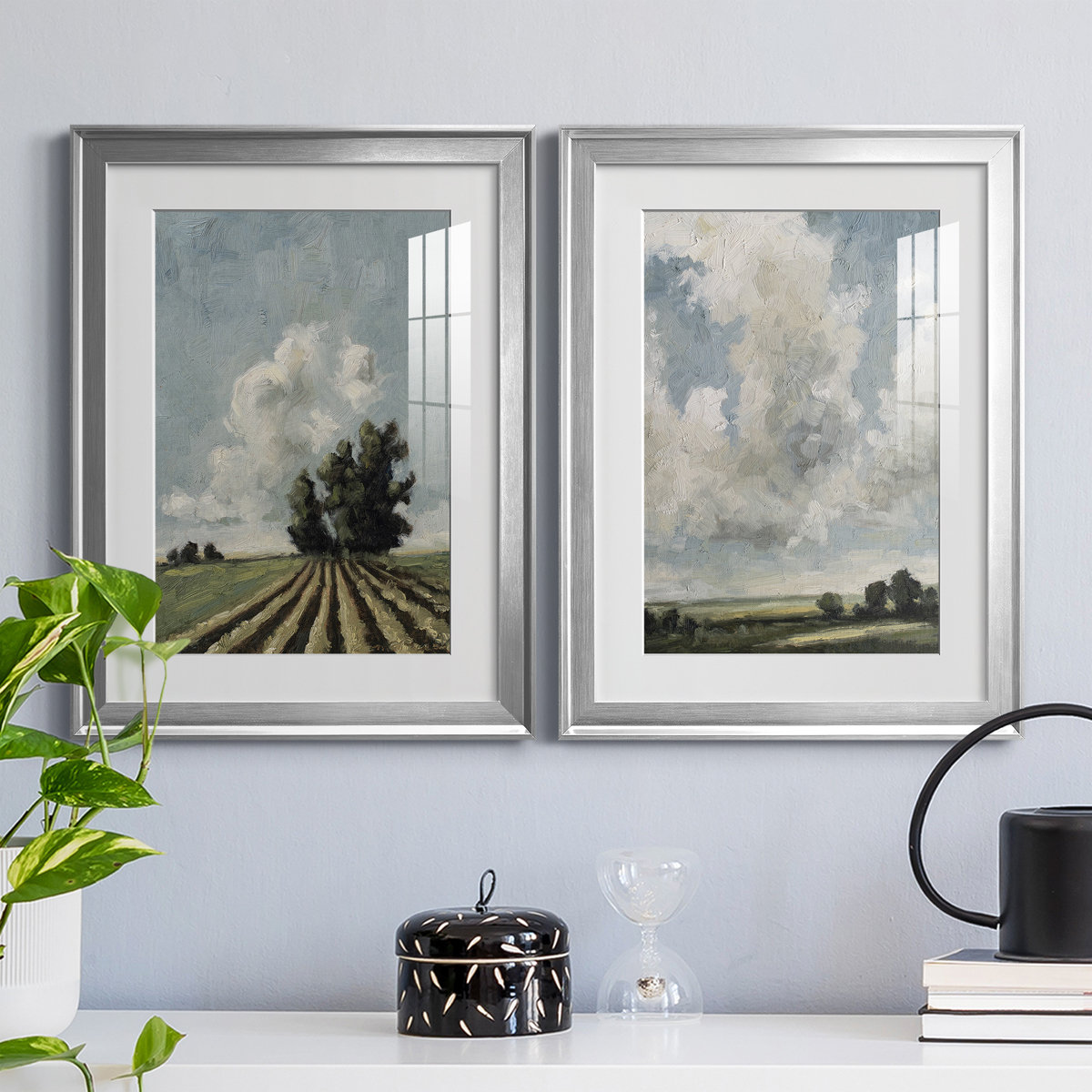 August Grove® Copse Of Trees - 2 Piece Picture Frame Painting Set | Wayfair