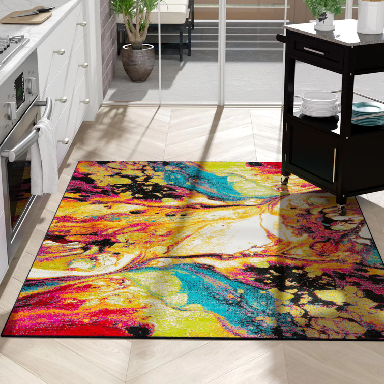Latitude Run® Weisman Abstract Yellow/Blue Area Rug & Reviews | Wayfair