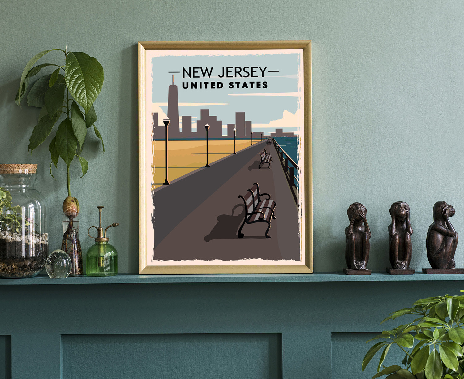Longshore Tides New Jersey - 3 Retro Style State Travel Poster New ...