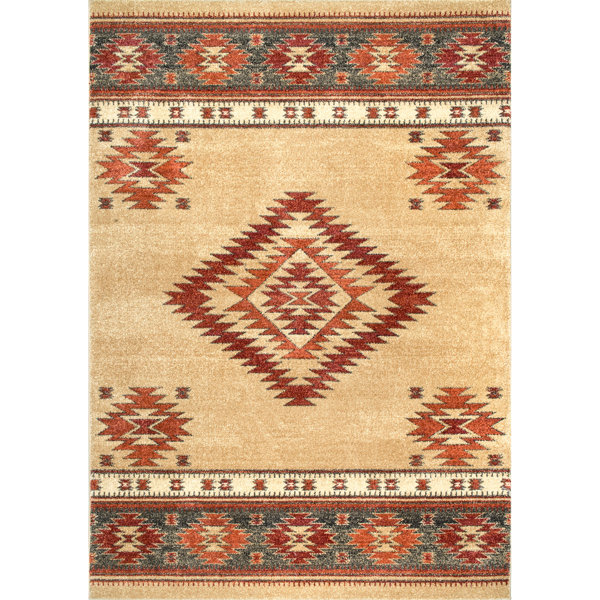 Union Rustic Oswego Performance Beige/Red Rug & Reviews | Wayfair