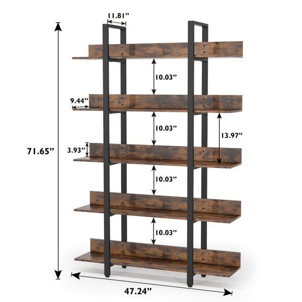 17 Stories Gillenwater 71.65'' H x 47.42'' W Steel Etagere Bookcase ...