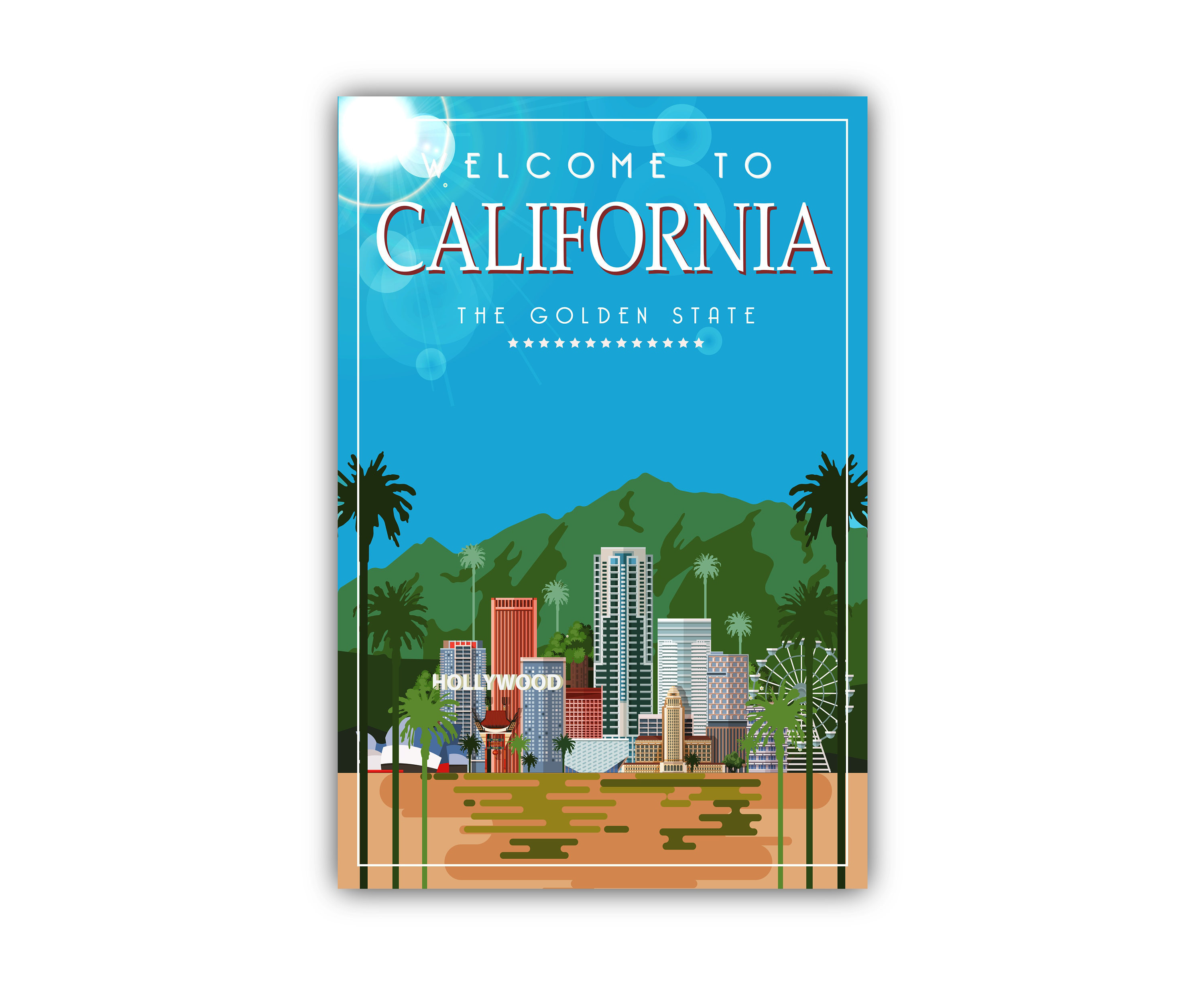 Trinx California Retro Style State Travel Poster, Vintage Unframed ...