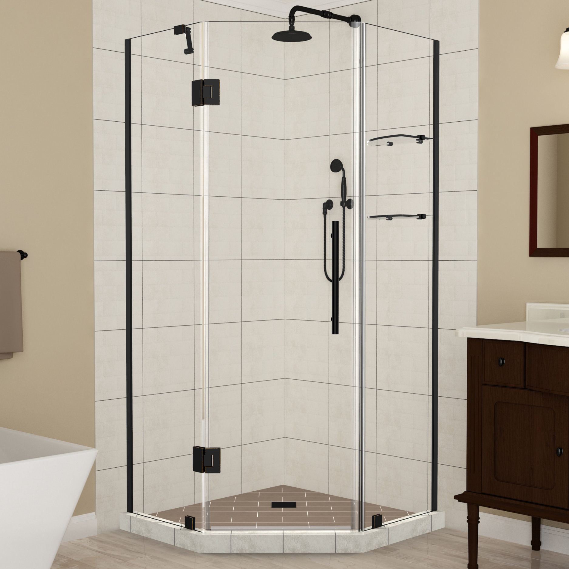 Aston Merrick Gs 36 X 72 Neo Angle Hinged Shower Enclosure Wayfair