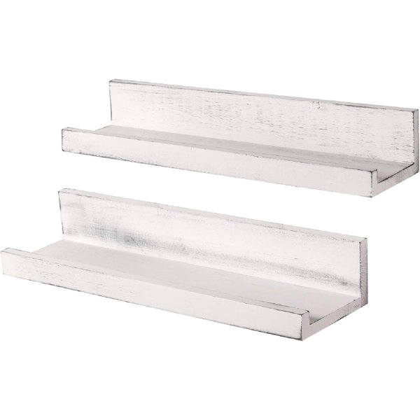 Orren Ellis Wall-Mounted Vintage Wood Floating Shelves, Picture Ledge ...