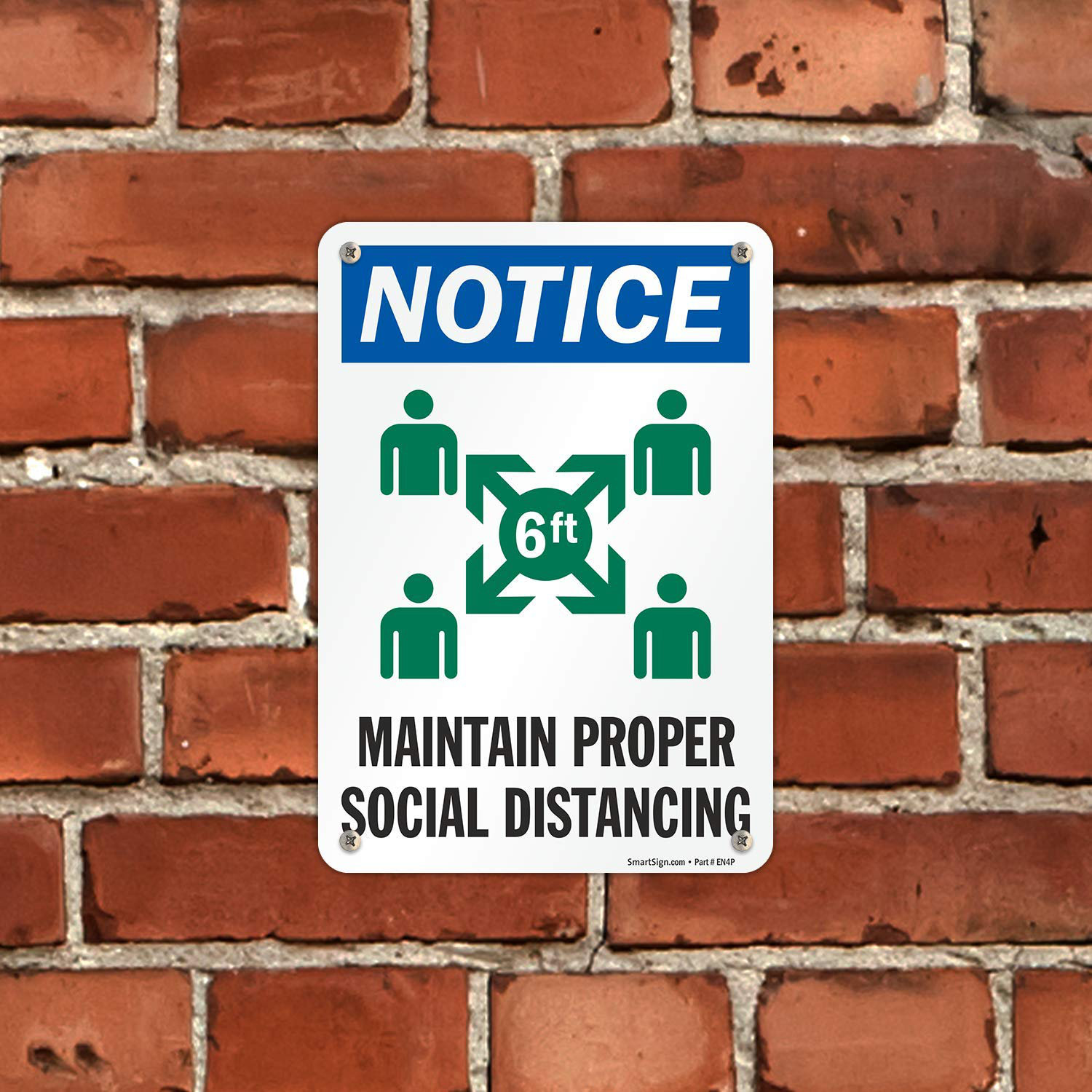 SmartSign Notice Maintain Proper Social Distancing HDPE Plastic Sign ...